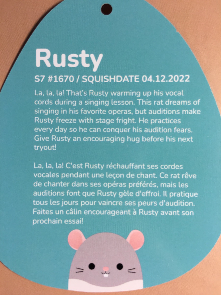 Rusty the Rat Squishmallows Pets, 5B 4.30.23 | SquadApp