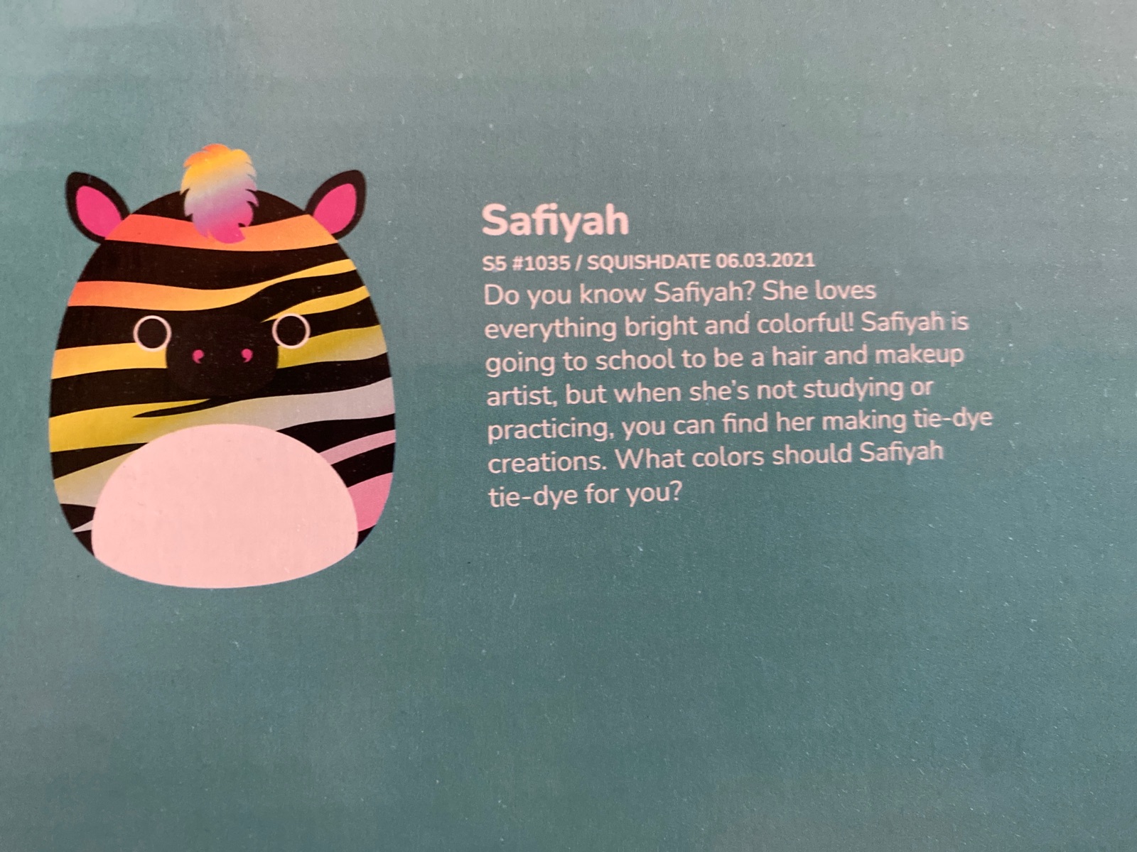 Safiyah the Zebra Squishmallows Colorful Crew | SquadApp