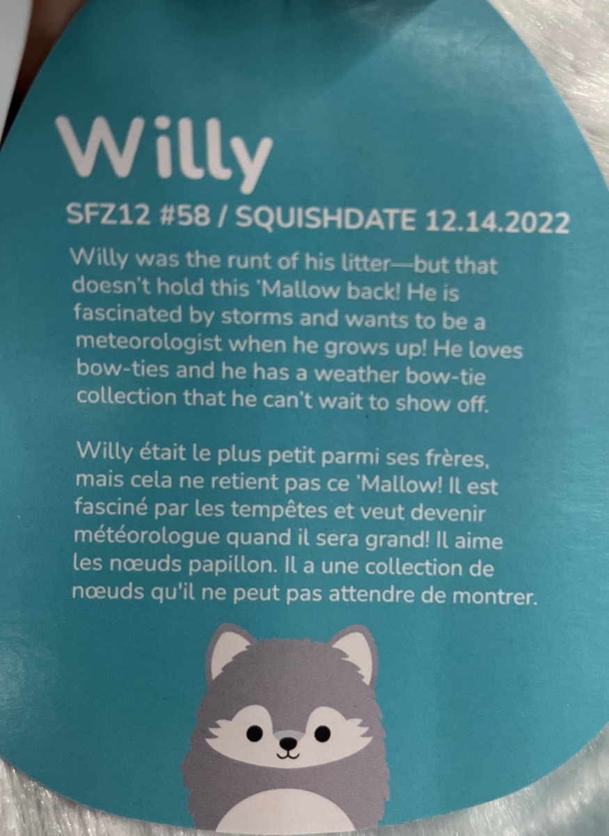 Willy (Fuzz-A-Mallows) the Wolf Squishmallows | SquadApp