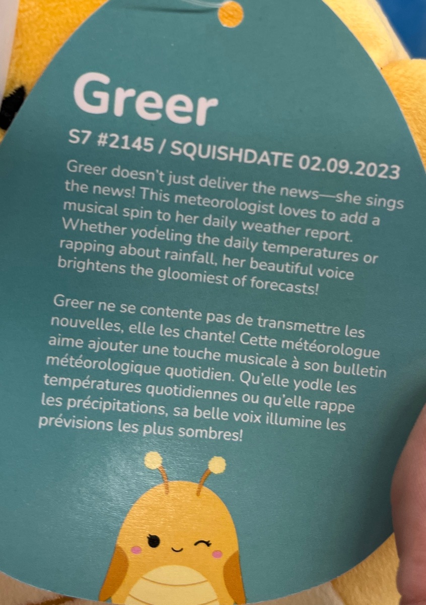 Greer the Grasshopper Squishmallows Cottagecore, 5B 11.19.23 | SquadApp