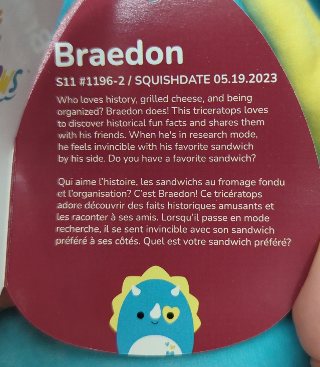 Braedon (Hearts) the Triceratops Squishmallows Valentines 2024 | SquadApp