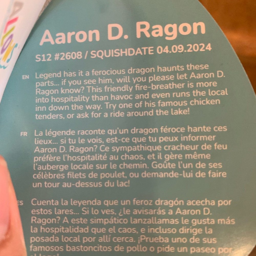 Aaron D. Ragon the Dragon Squishmallows Cedar Fair Parks, Check-In ...