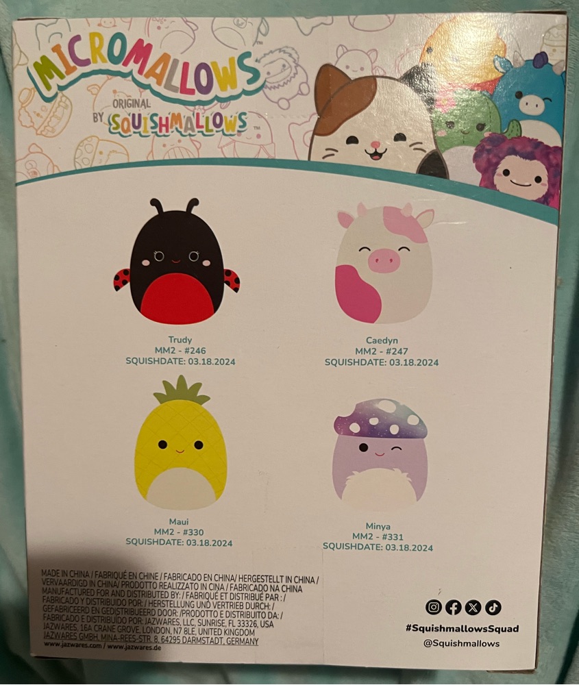 Micromallows 4 Pack (w/ Caedyn) the Cow Ladybug Pineapple Mushroom Box ...