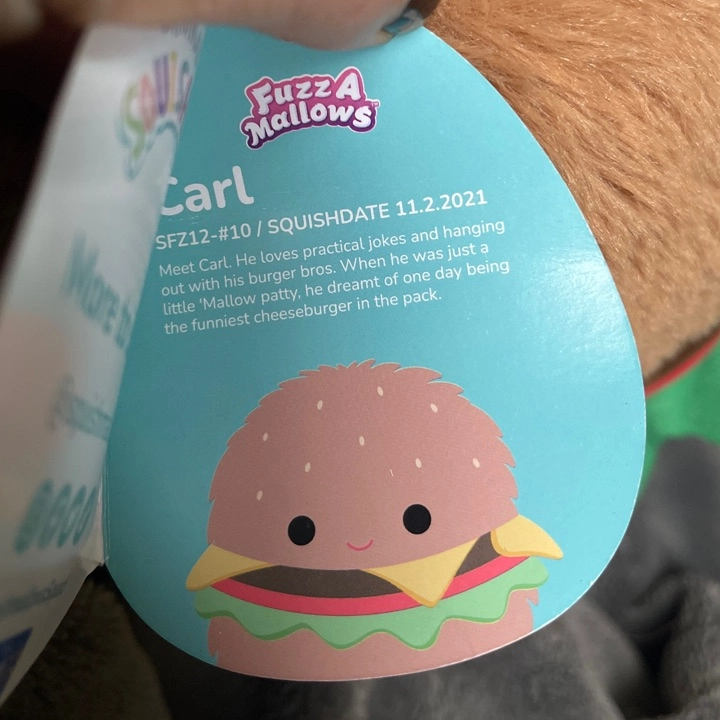 Carl (Fuzz-A-Mallows) the Cheeseburger Squishmallows Food | SquadApp