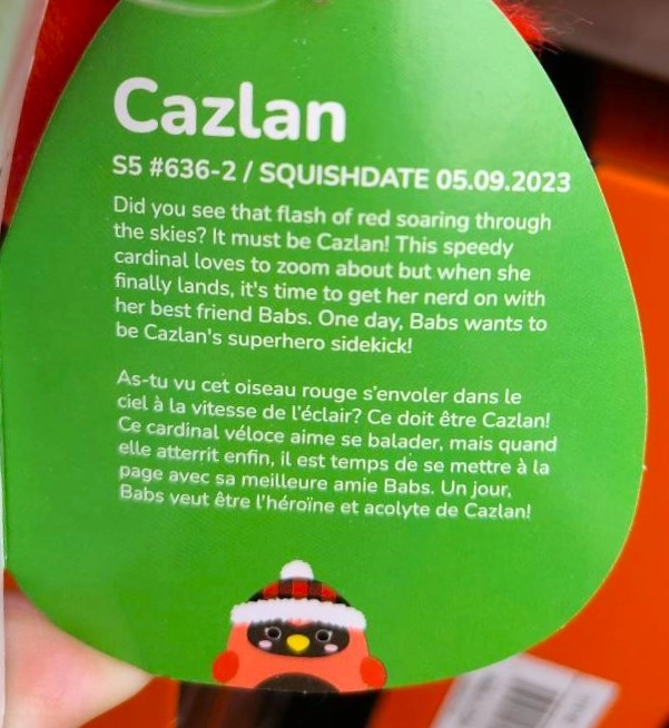 Cazlan (Plaid Hat) the Cardinal Bird Squishmallows Christmas 2023 ...