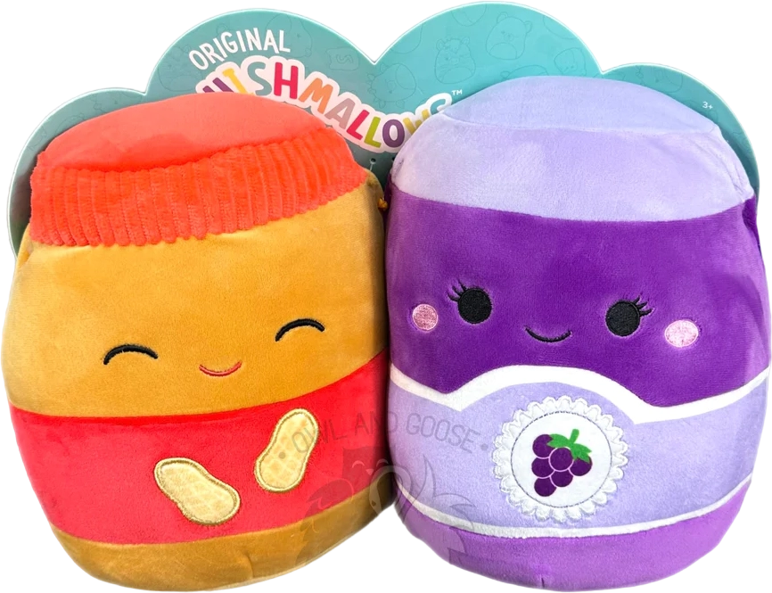 Nedison & Argie (Pair) the Peanut Butter Grape Jelly Squishmallows ...