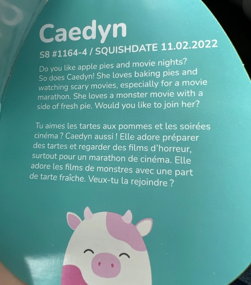 Caedyn (Hot Pink, Eyes Closed) the Cow Squishmallows | SquadApp