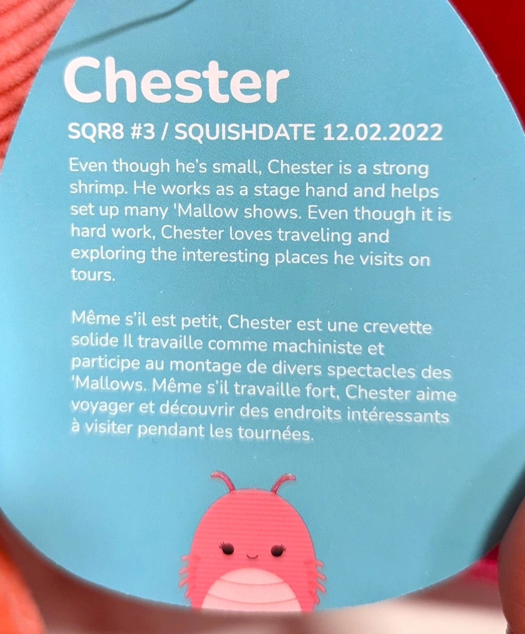 Chester (Corduroy) the Shrimp Squishmallows Squisharoys Sealife | SquadApp