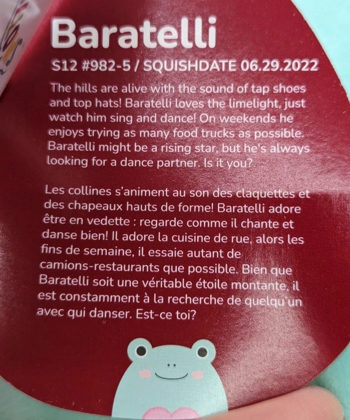 Baratelli (Text Me) the Frog Squishmallows Valentines 2023 | SquadApp