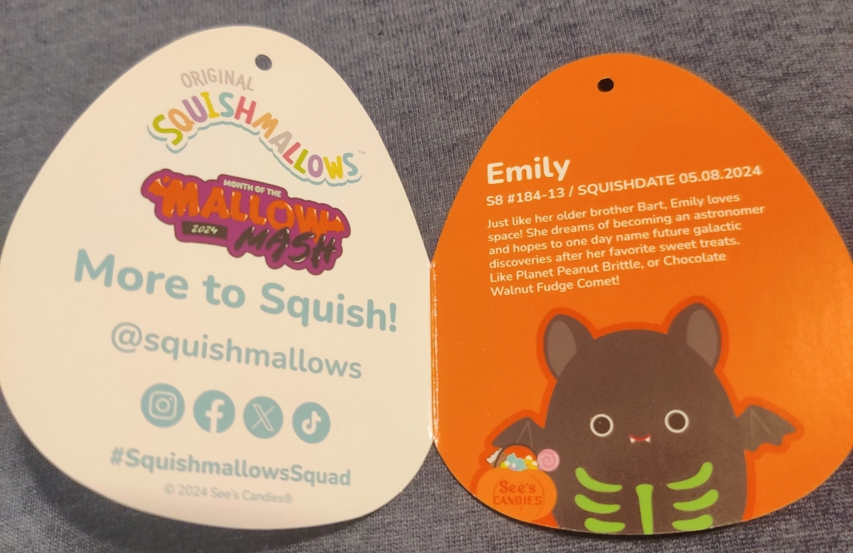 Emily (See's Candies) the Bat Squishmallows Halloween 2024, 'Mallow Mash 2024 | SquadApp