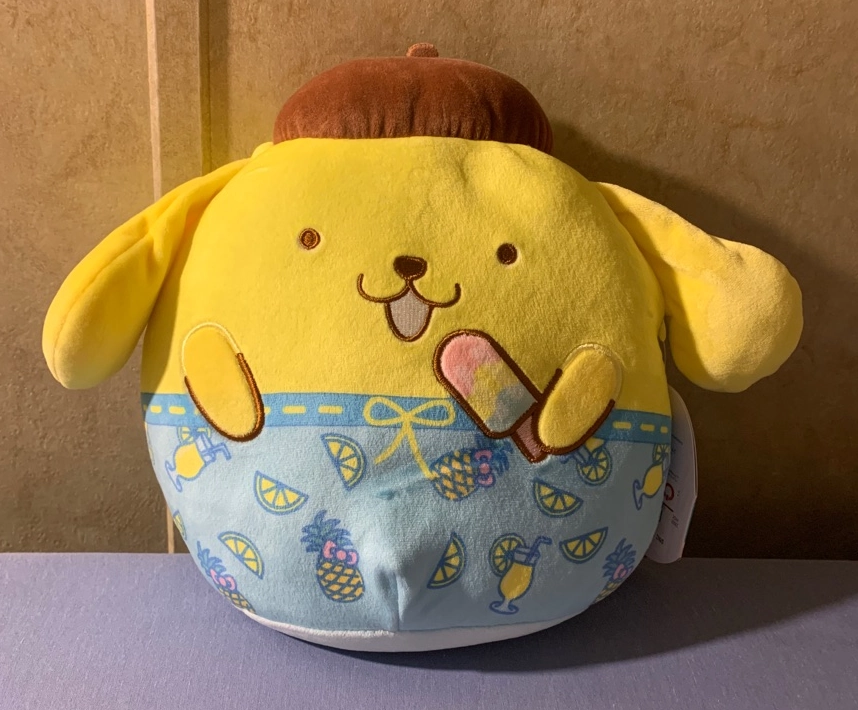 Pompompurin (Beach) the Golden Retriever (Dog) Squishmallows Sanrio ...