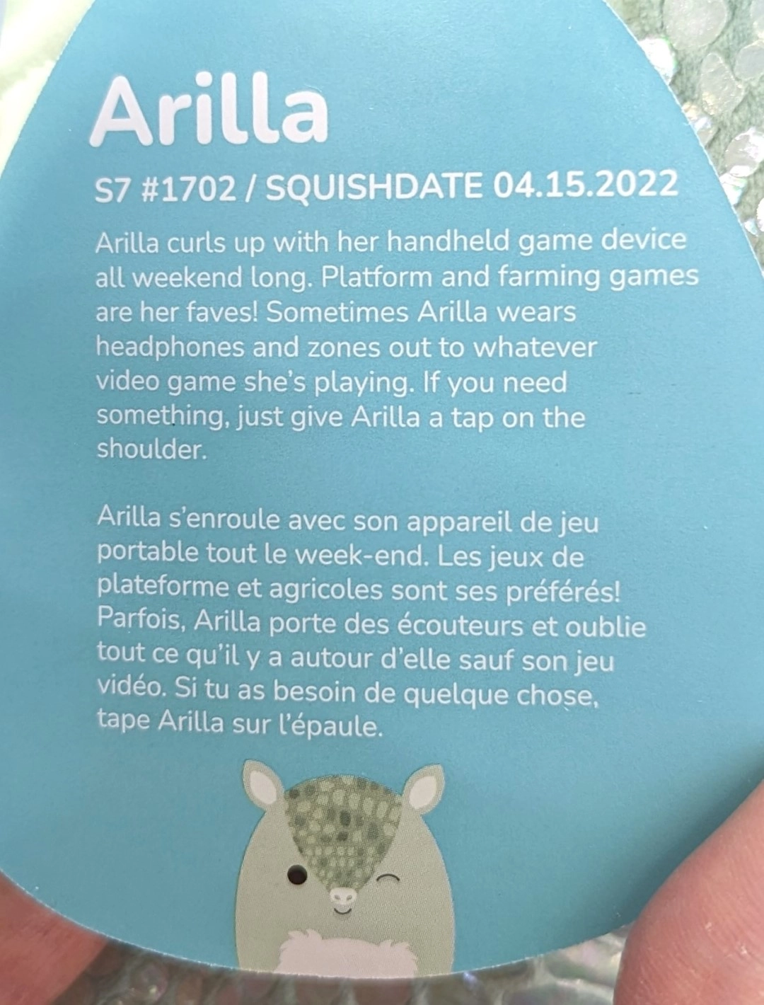 Arilla (Winking) the Armadillo Squishmallows Wildlife,5B 4/2/23 | SquadApp